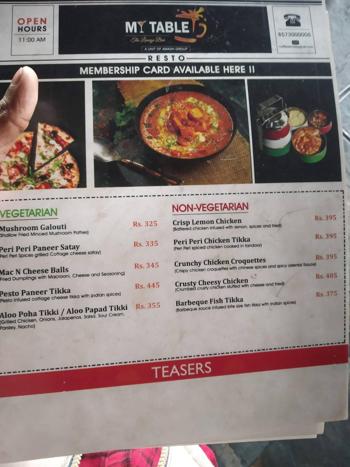 Menu at My Table, Varanasi