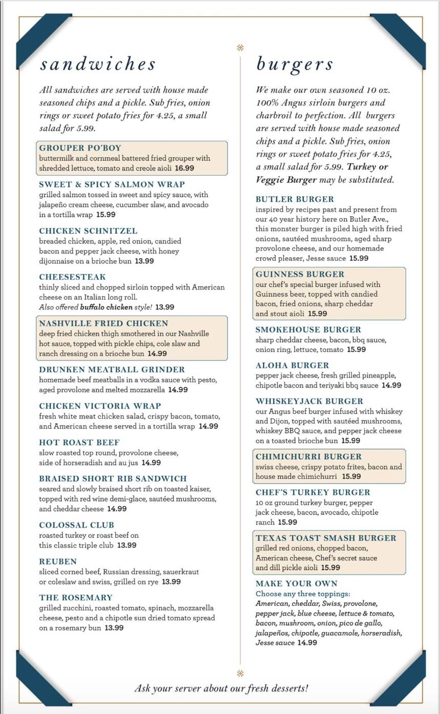 Menu at New Britain Inn pub & bar, New Britain