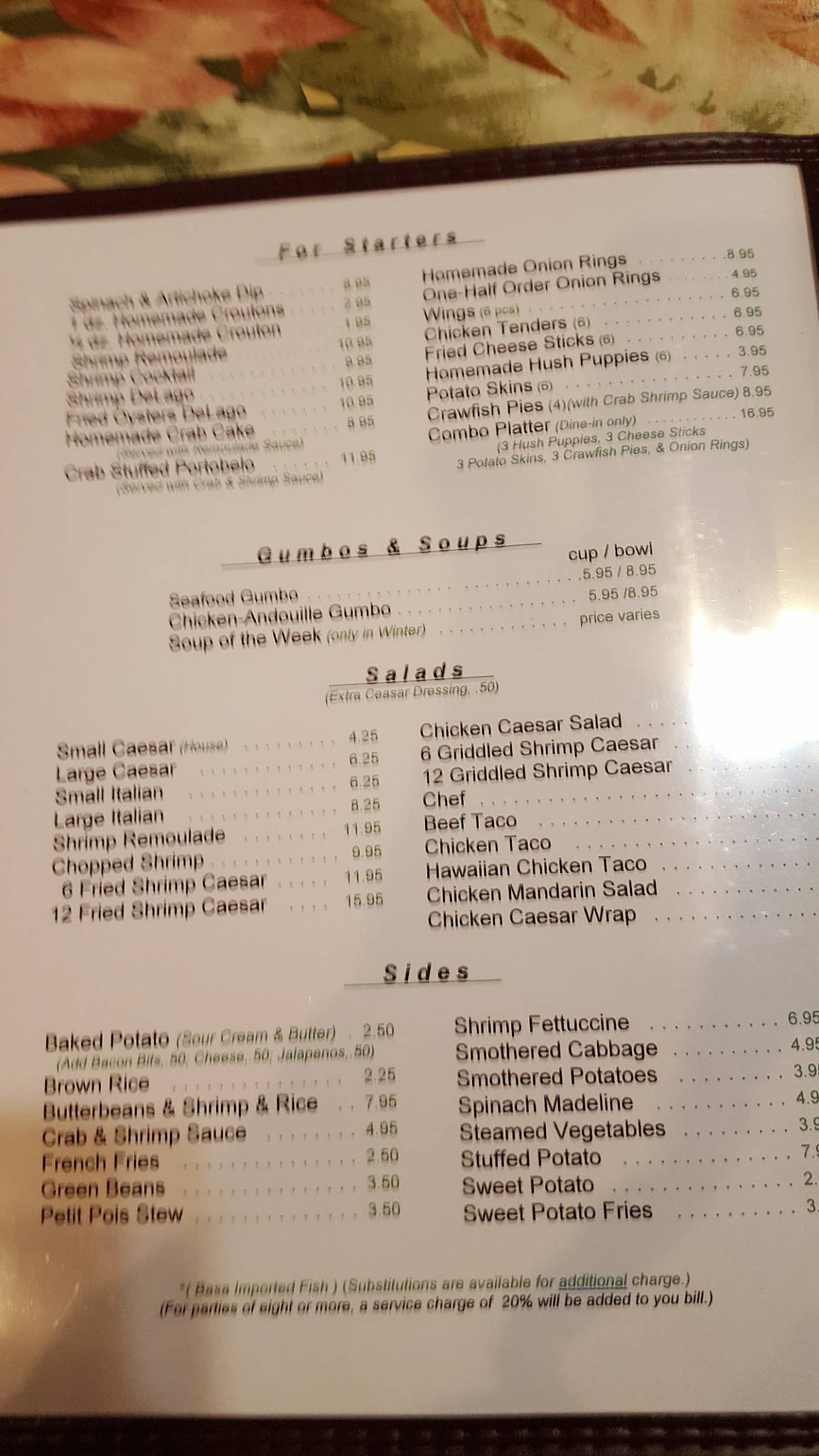 Menu at Nobile's Restaurant & Bar, Lutcher