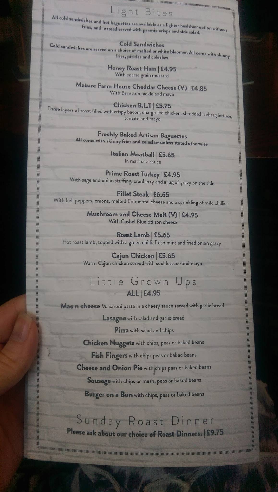 Menu at Norfolk Arms pub & bar, Glossop