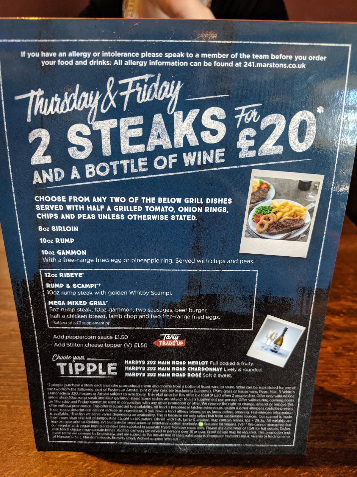 Menu at Old Colliery pub & bar, Edinburgh, Old Dalkeith Rd