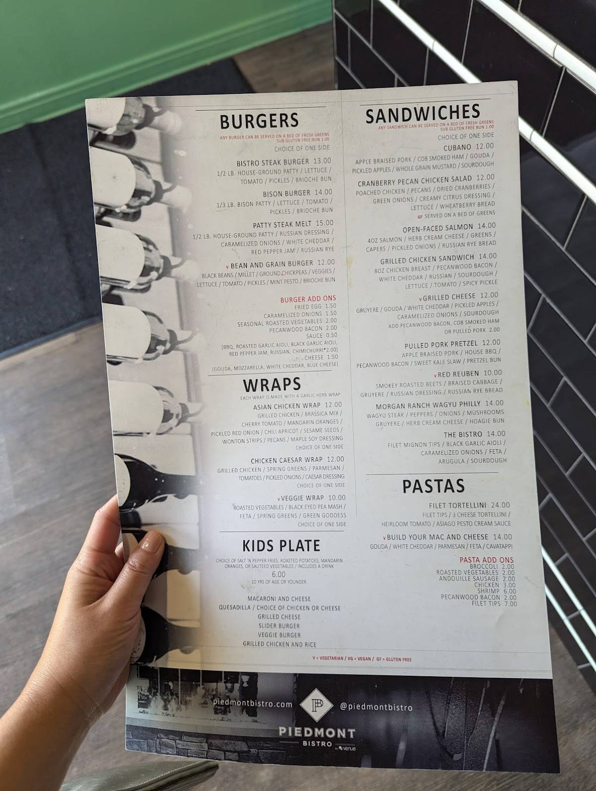 Menu at Piedmont Bistro by Venue pub & bar, Lincoln