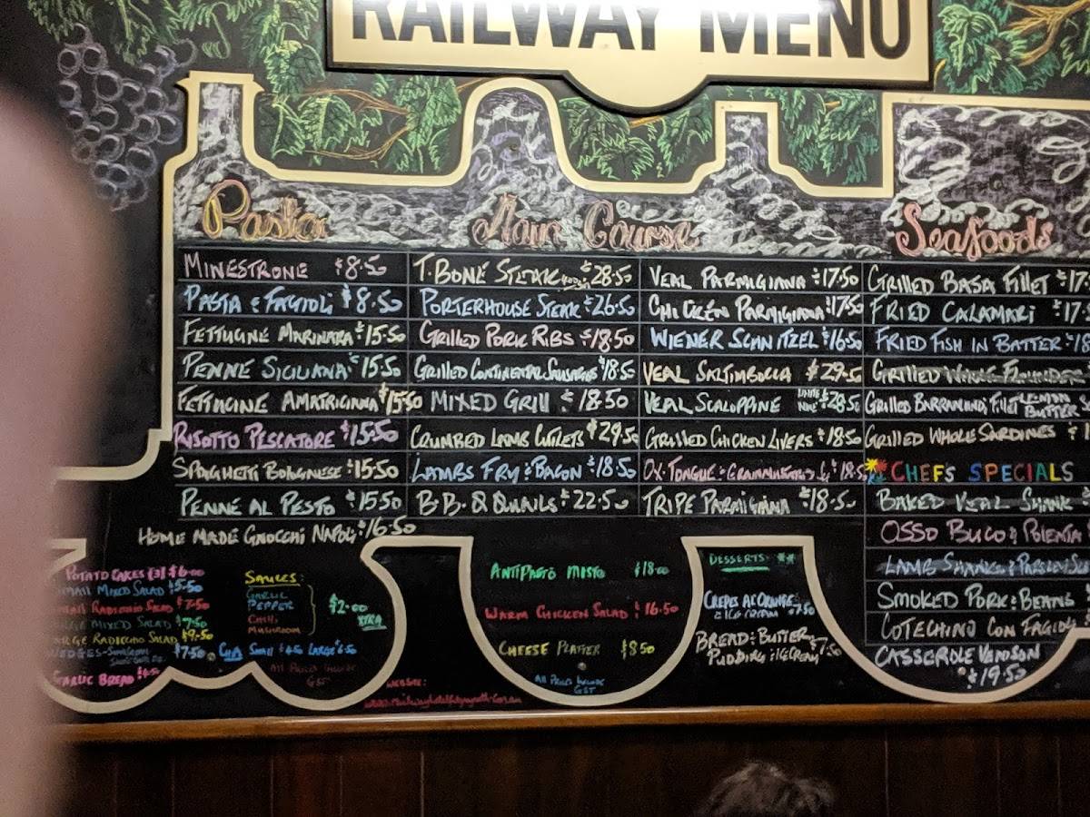 Menu at Railway Hotel Fitzroy North pub & bar, Fitzroy North, 800 ...