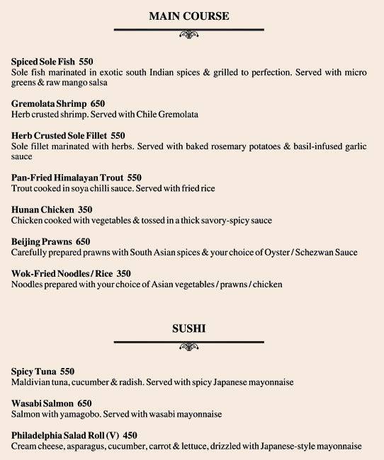 Menu at Raise The Bar, Gurugram