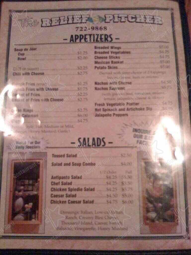 Menu at The Relief Pitcher pub & bar, Binghamton