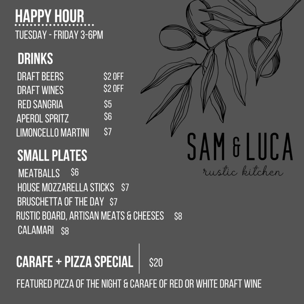 Menu at Sam and Luca Rustic Kitchen pub & bar, Mesa
