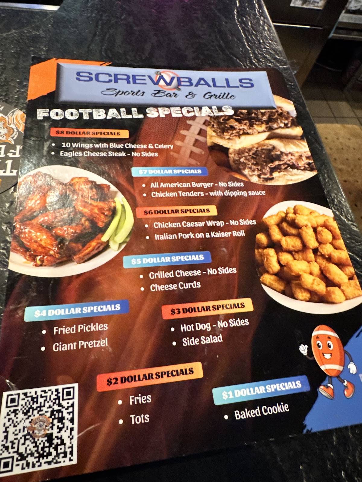 Menu at Screwballs Sports Bar & Grille, King of Prussia