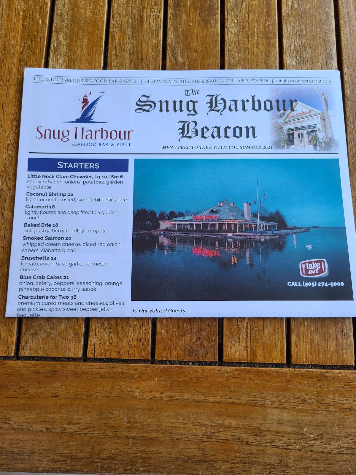 Menu at Snug Harbour Seafood Bar and Grill, Mississauga