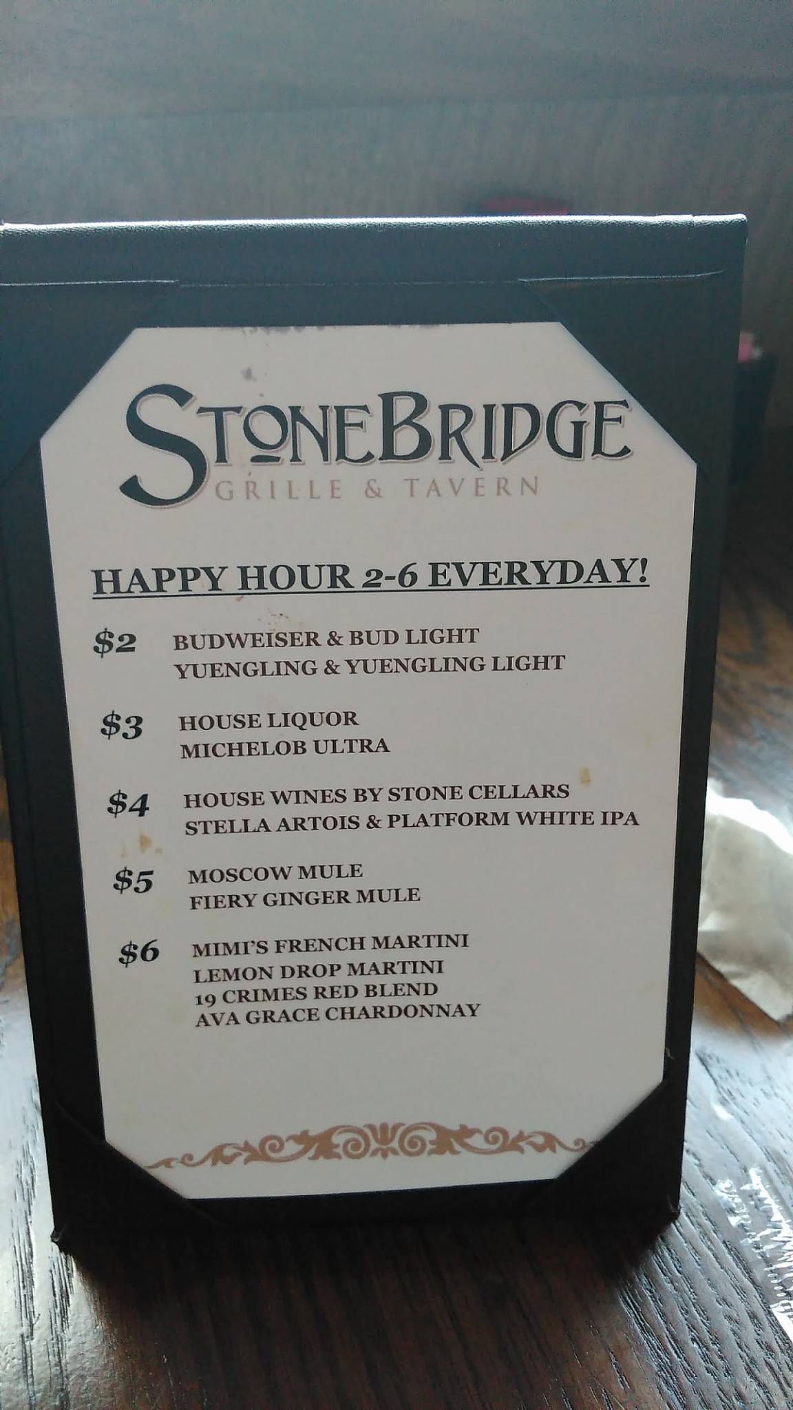 Menu at Stonebridge Grille & Tavern pub & bar, Warren