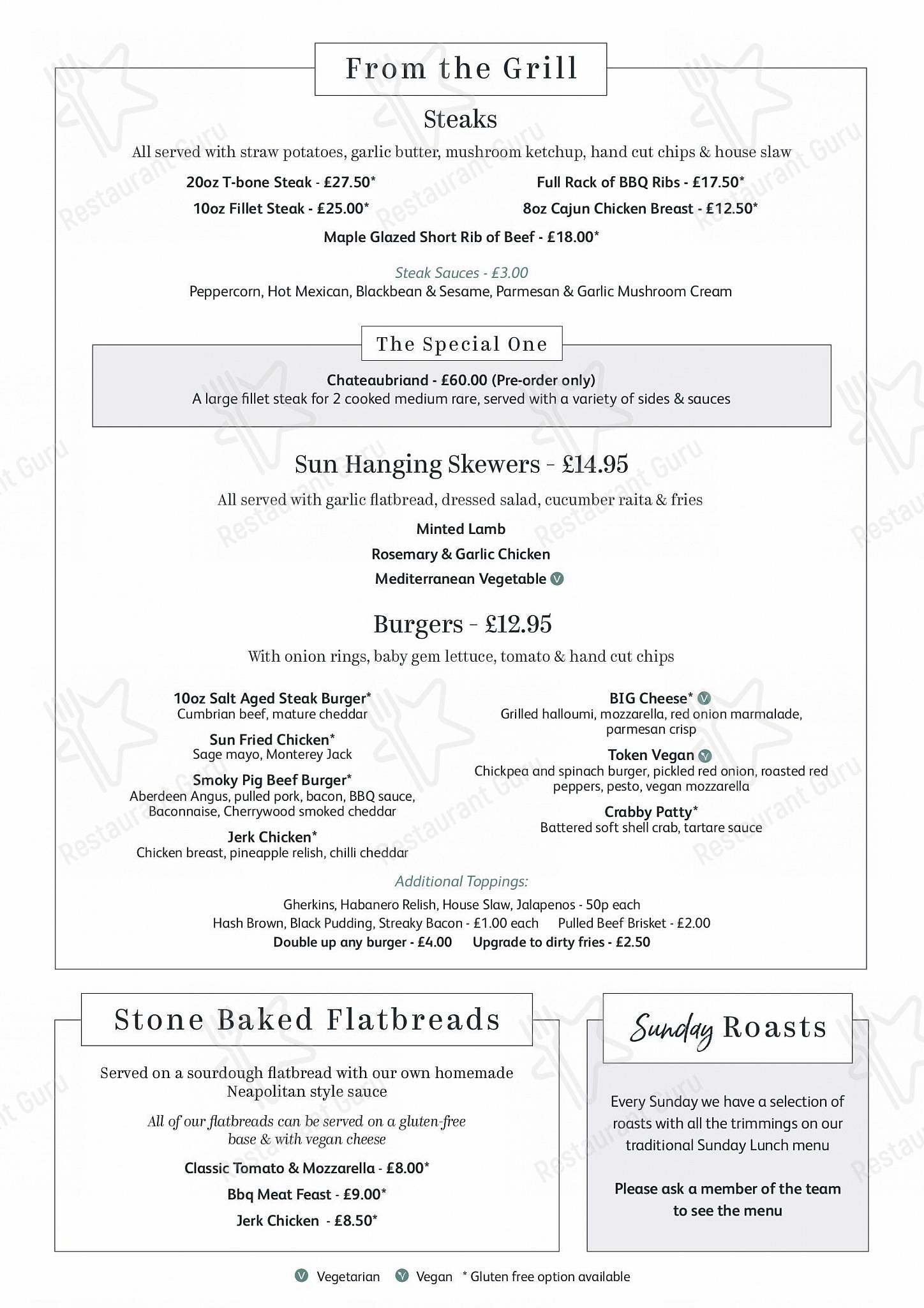 Menu at The Sun Inn pub & bar, Ulverston