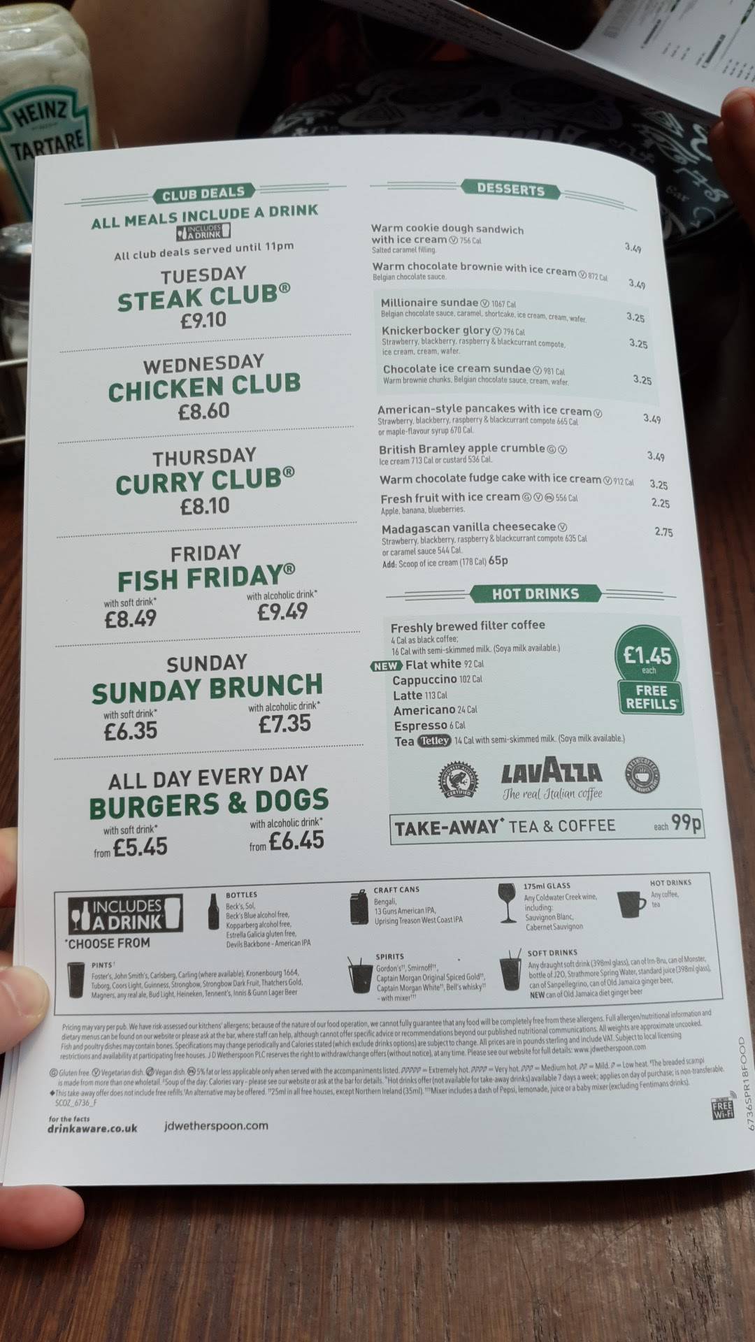Menu at The Auld Brig - JD Wetherspoon pub & bar, Irvine