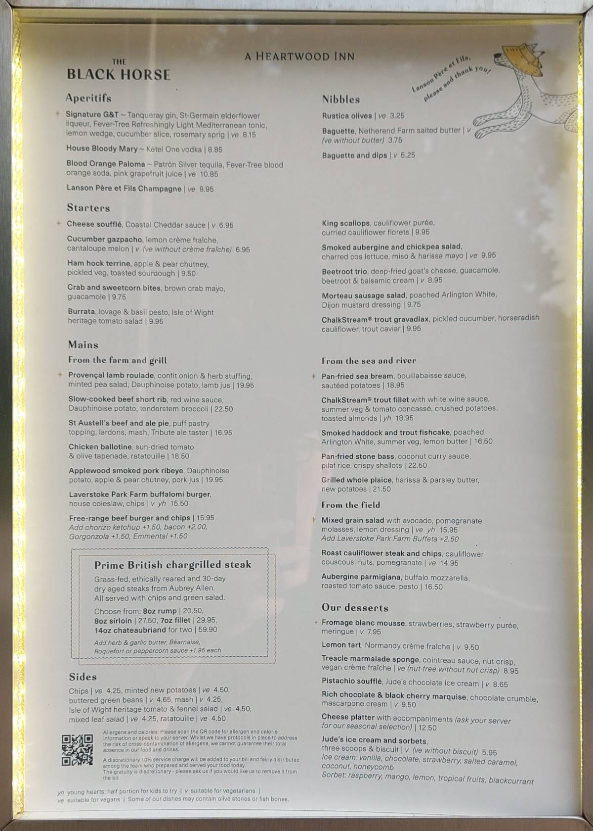 Menu at The Black Horse pub & bar, Reigate, 93 West St