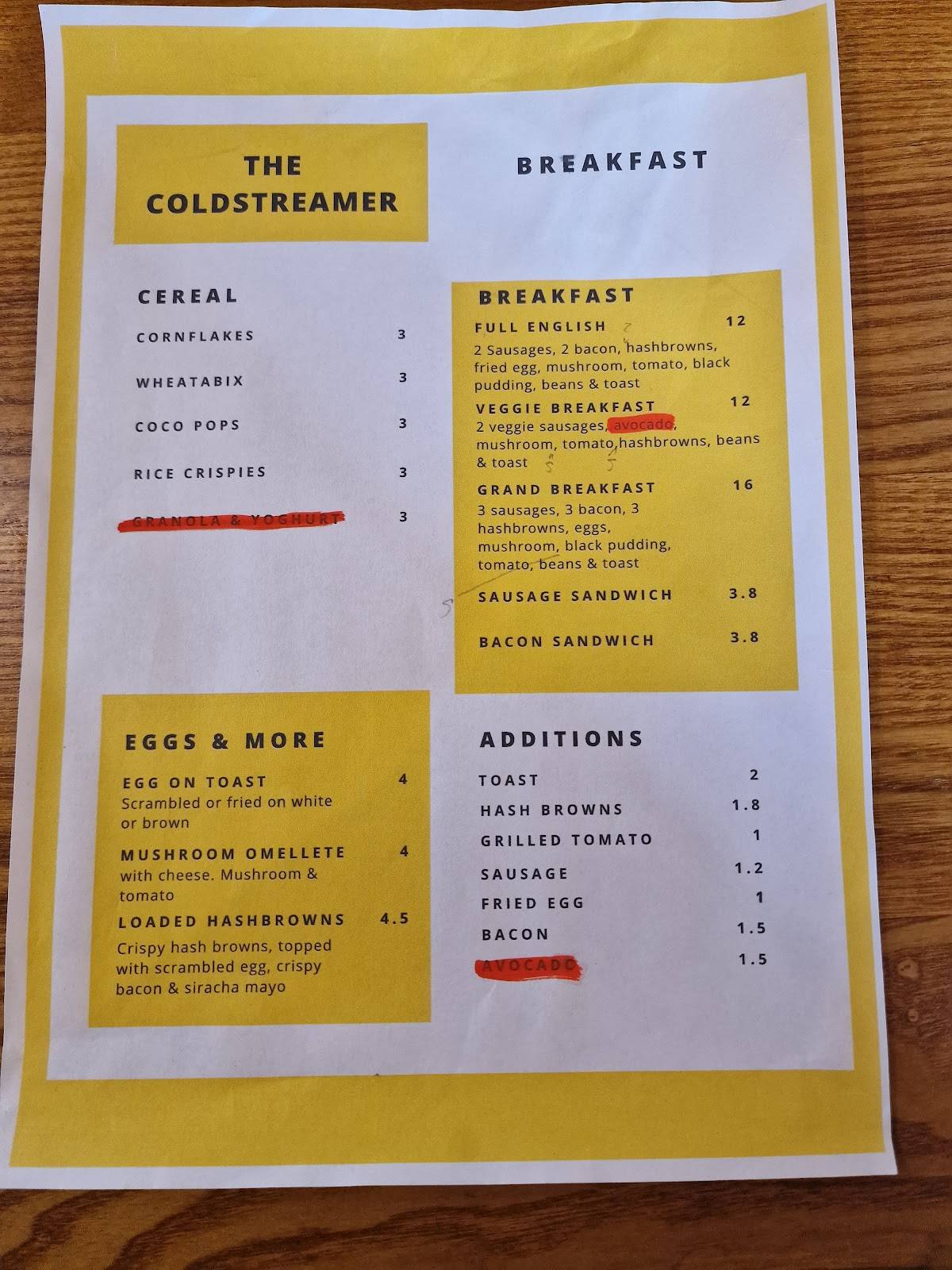 Menu at The Coldstreamer Inn, Gulval pub & bar, Penzance