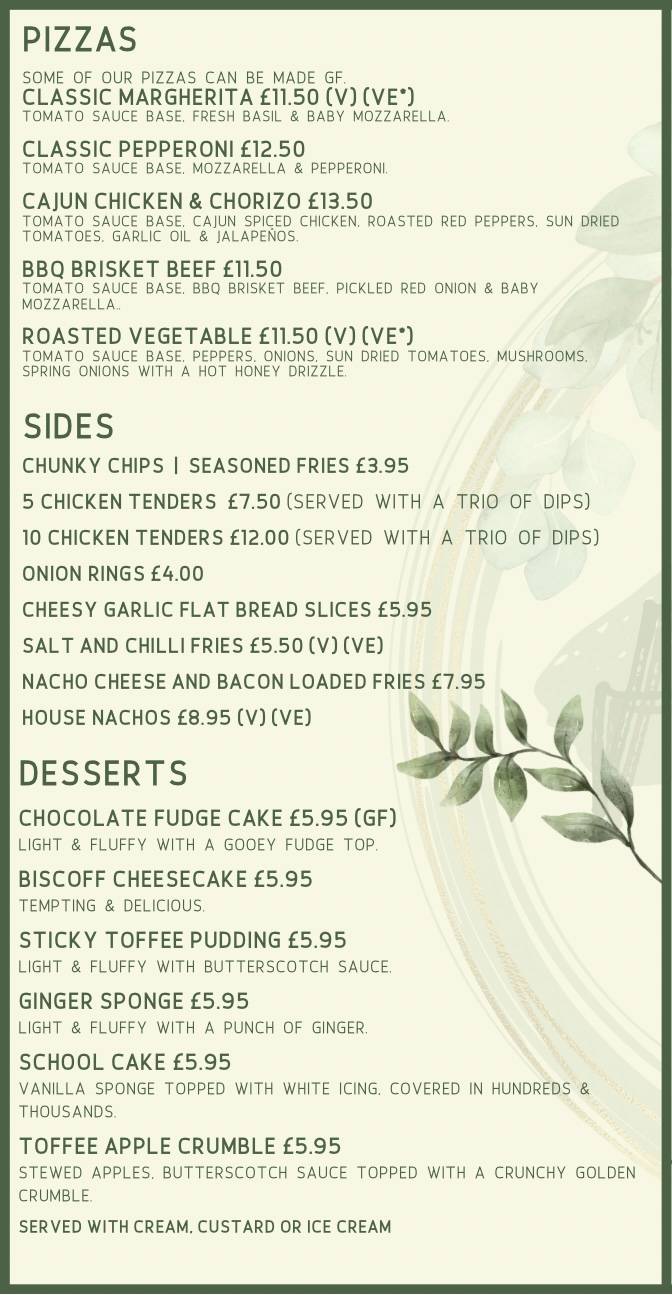 Menu at The Fellsider pub & bar, Gateshead