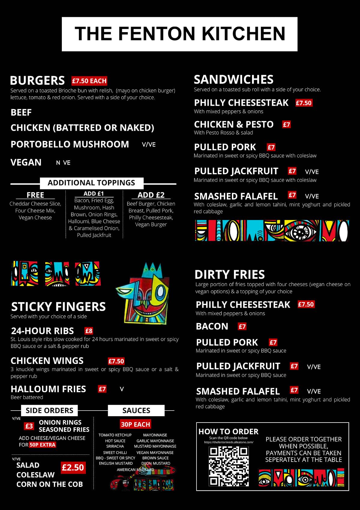 Menu at The Fenton pub & bar, Leeds, 161-165 Woodhouse Ln