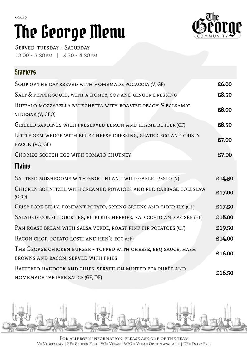Menu at The George pub & bar, Bethersden