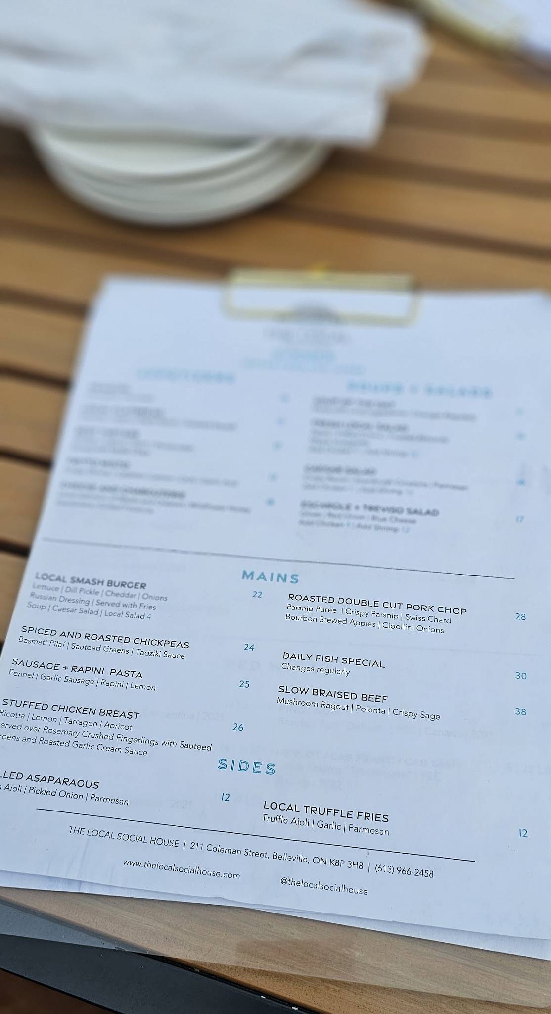 Menu at The Local Social House pub & bar, Belleville