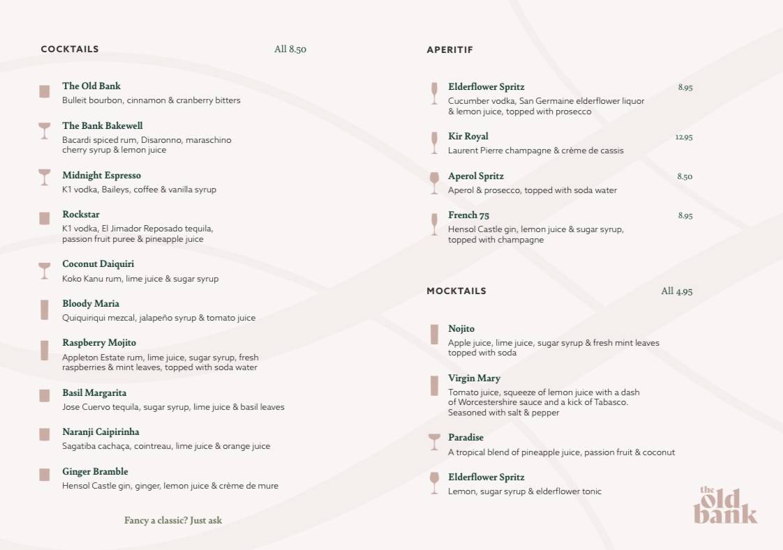 Menu at KIN+ILK The Old Bank Dinas restaurant, Dinas Powys