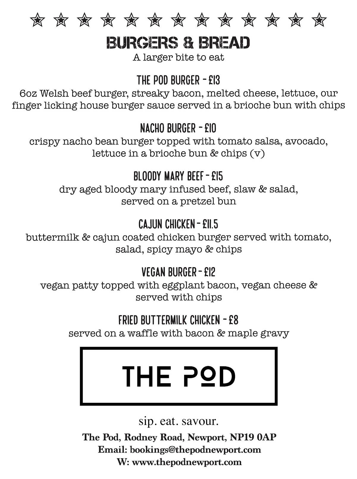 Menu at BAR.CODE, Newport