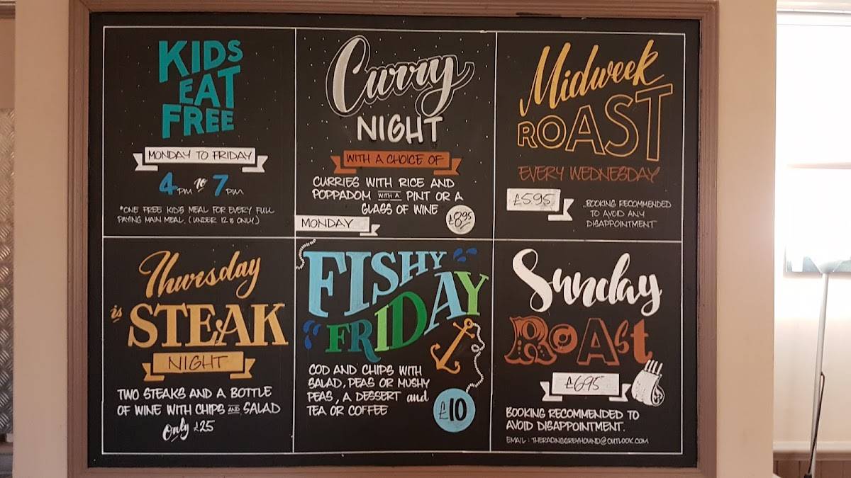 Menu at The Racing Greyhound pub & bar, Ramsgate