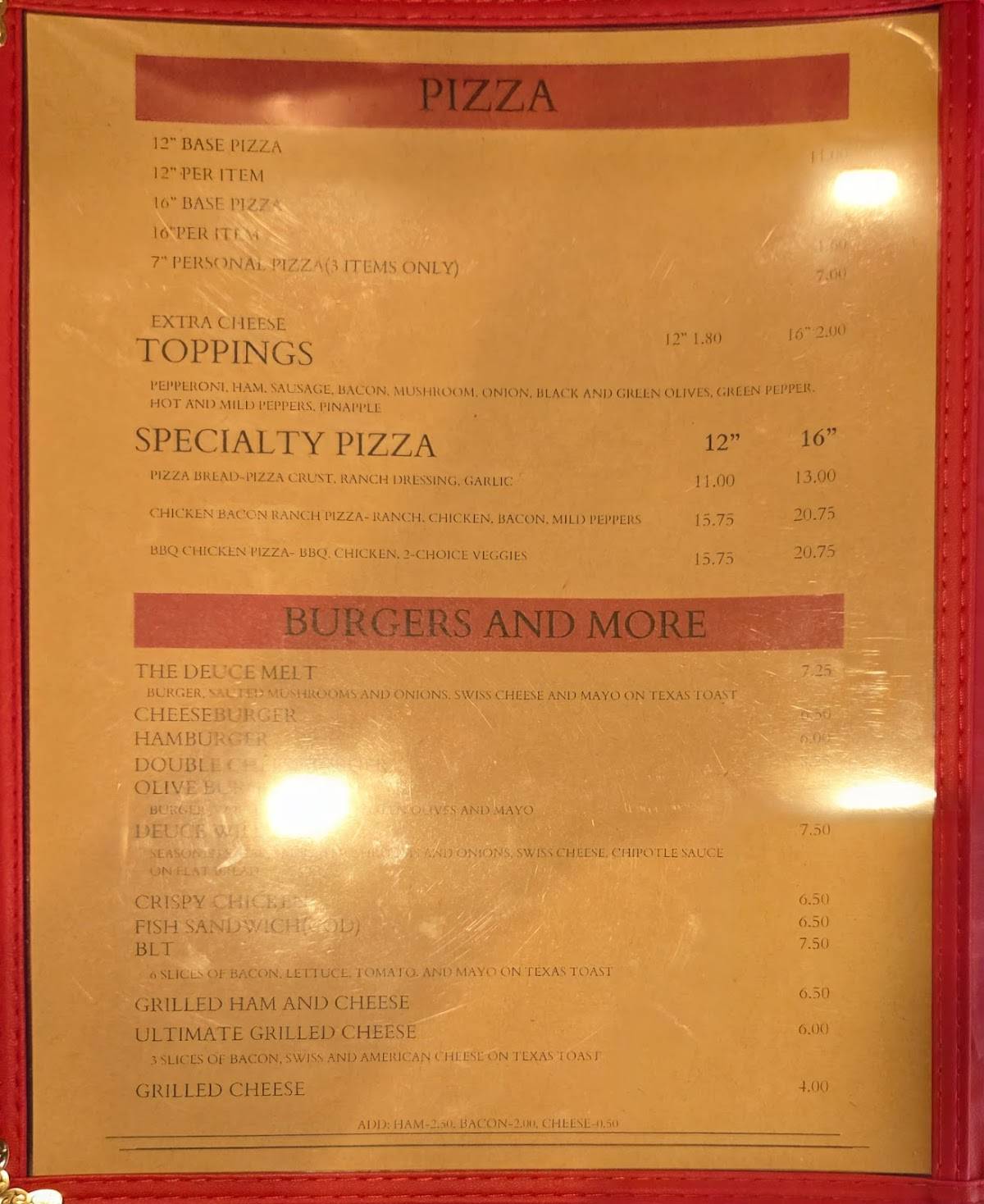 Menu at The Seven Deuce pub & bar, Tekonsha