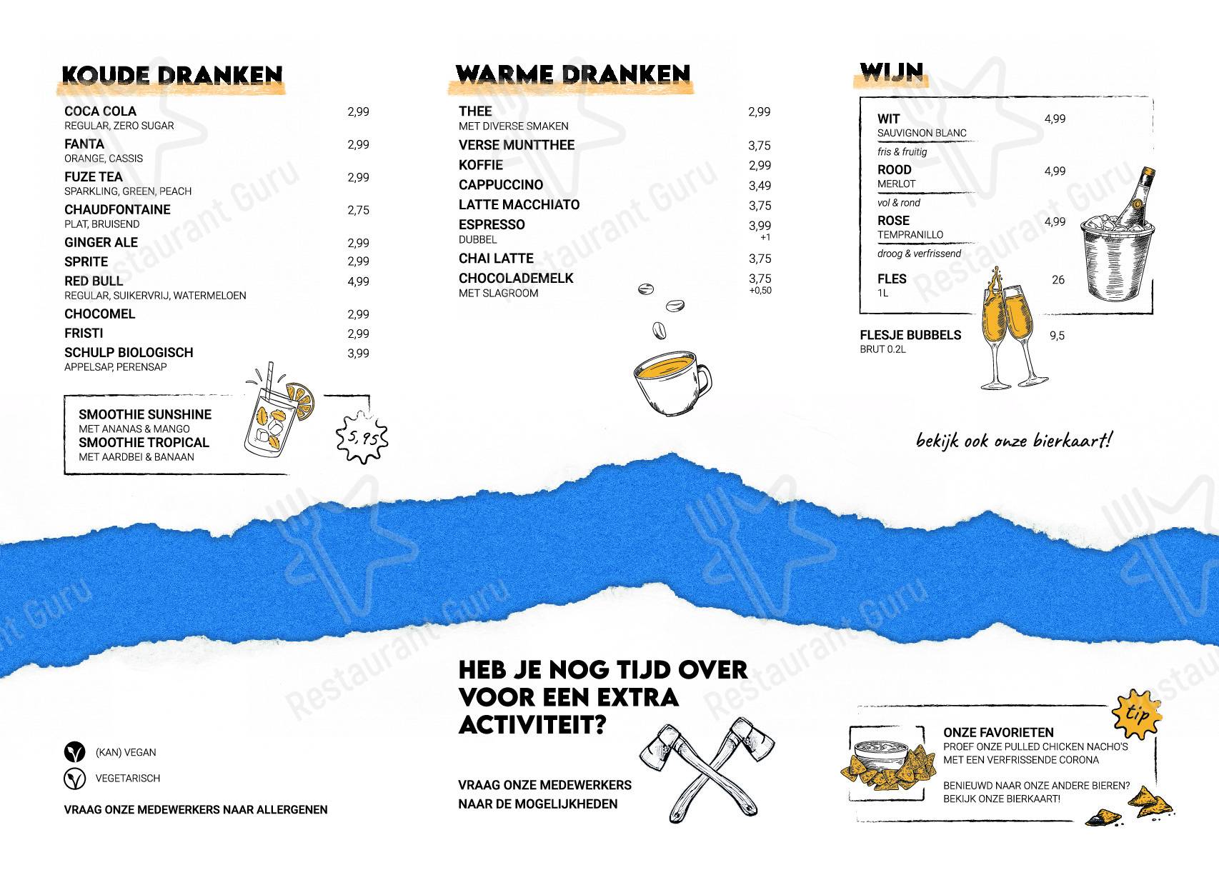 Carta del pub y bar The Team Building - Fusion Drift, Escape rooms ...