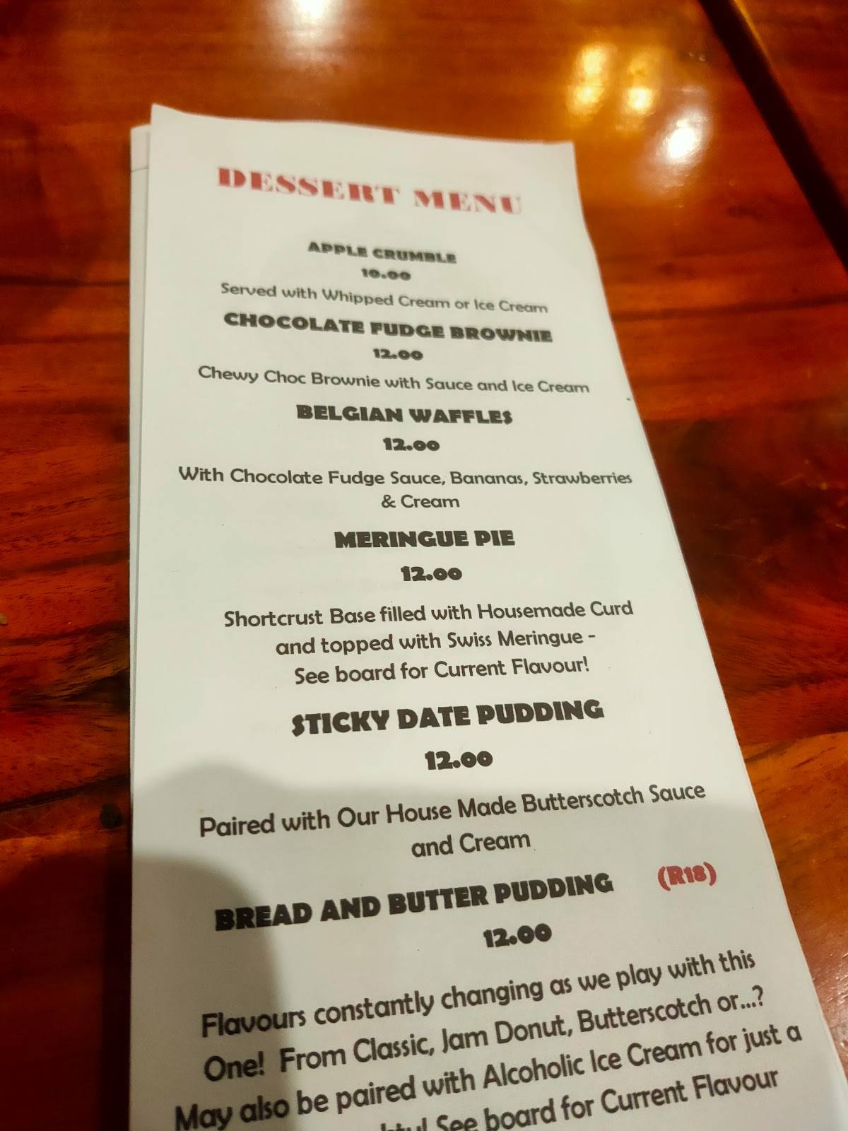 Menu at The Warburton Hotel, Wesburn - Bar & Bistro (The West), Wesburn