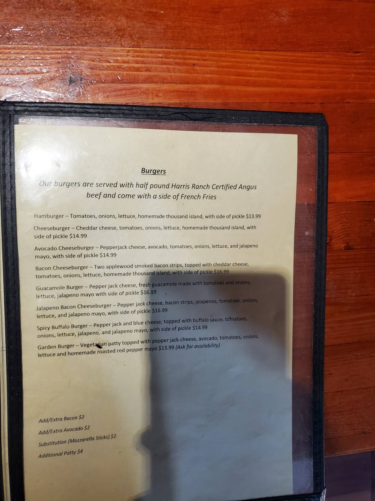 Menu at Two Rivers Cafe, Downieville, 116 Main St