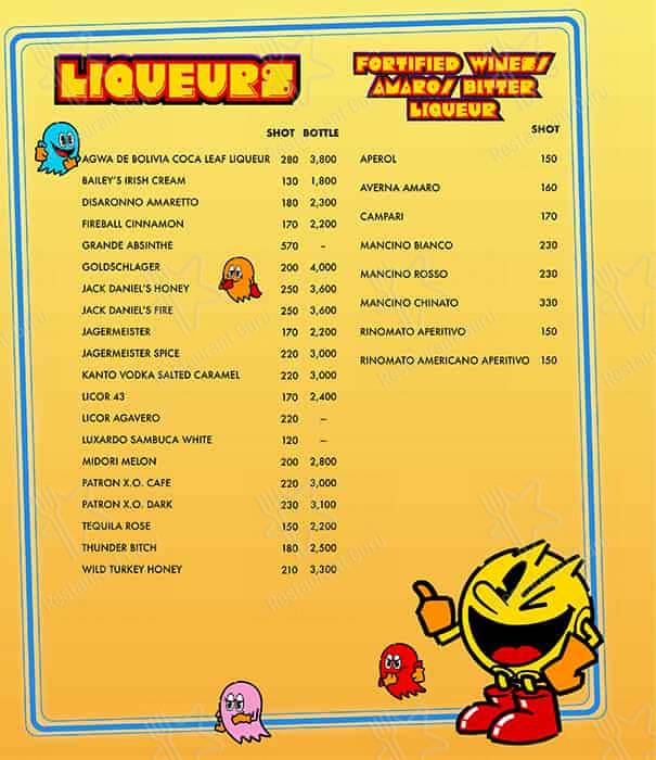 Menu at Versus Barcade PH, Taguig