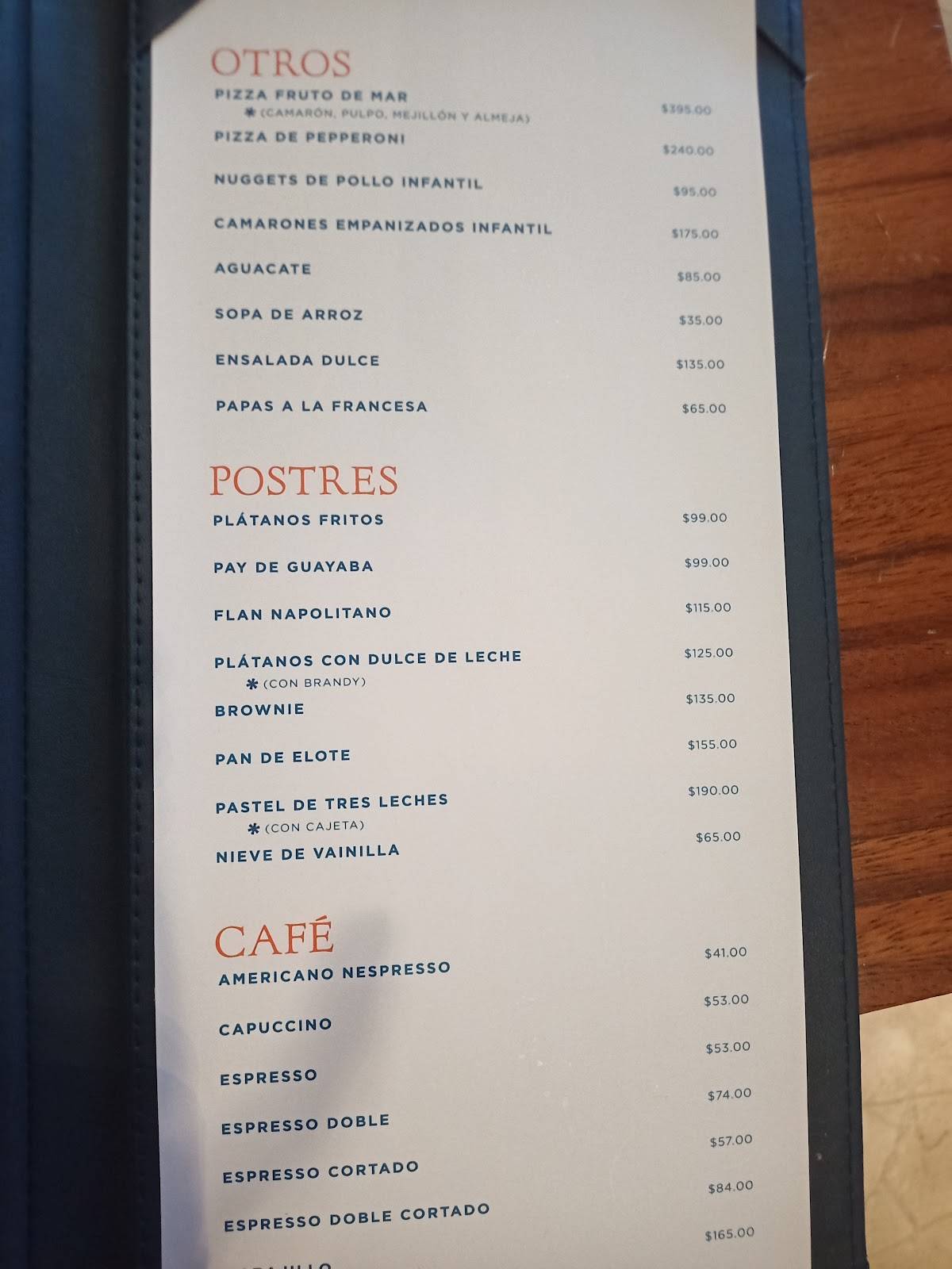 Carta del restaurante Campomar Puerto Vallarta, Puerto Vallarta