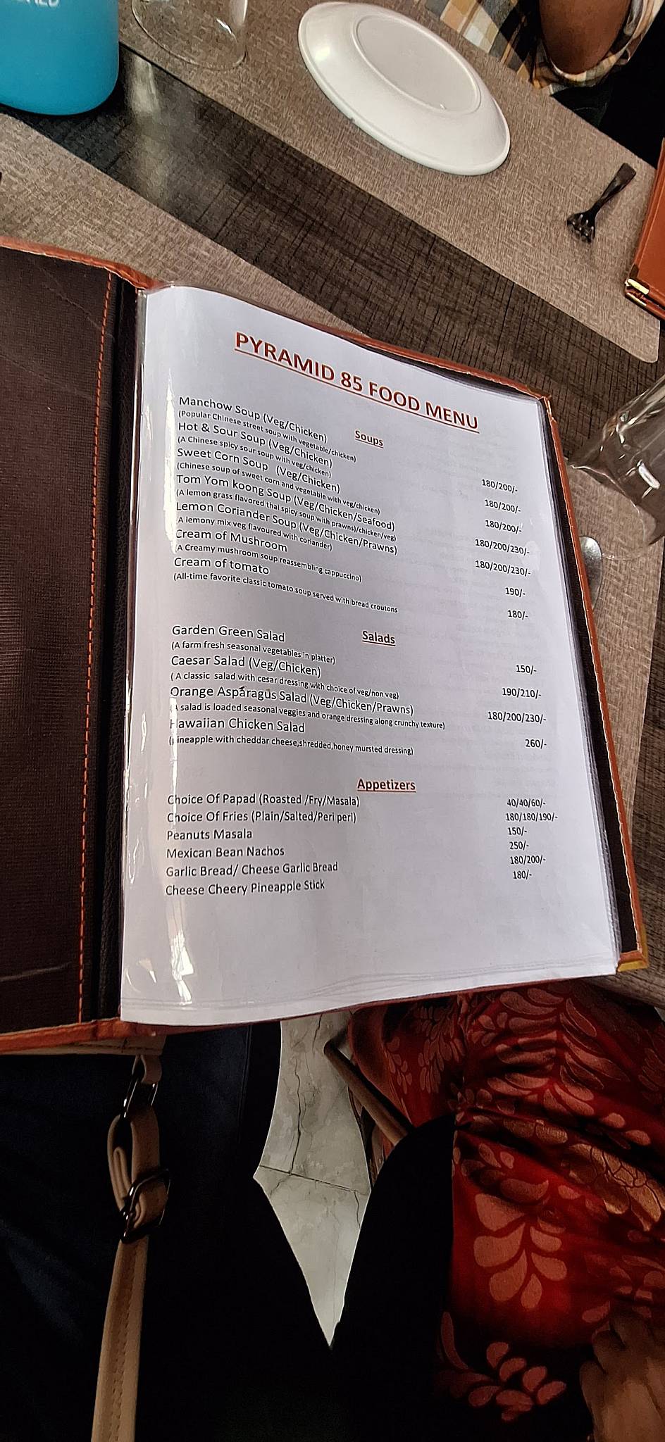 Menu at Pyramid 85, Pune