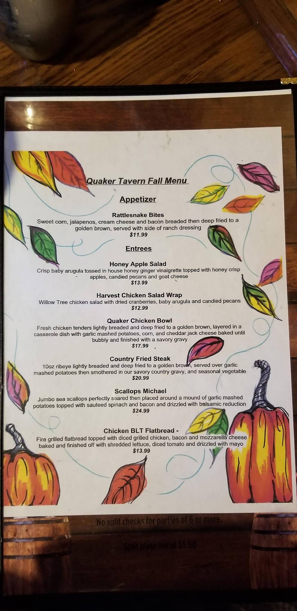 Menu at Quaker Tavern restaurant, Uxbridge, 466 Quaker Hwy #1603