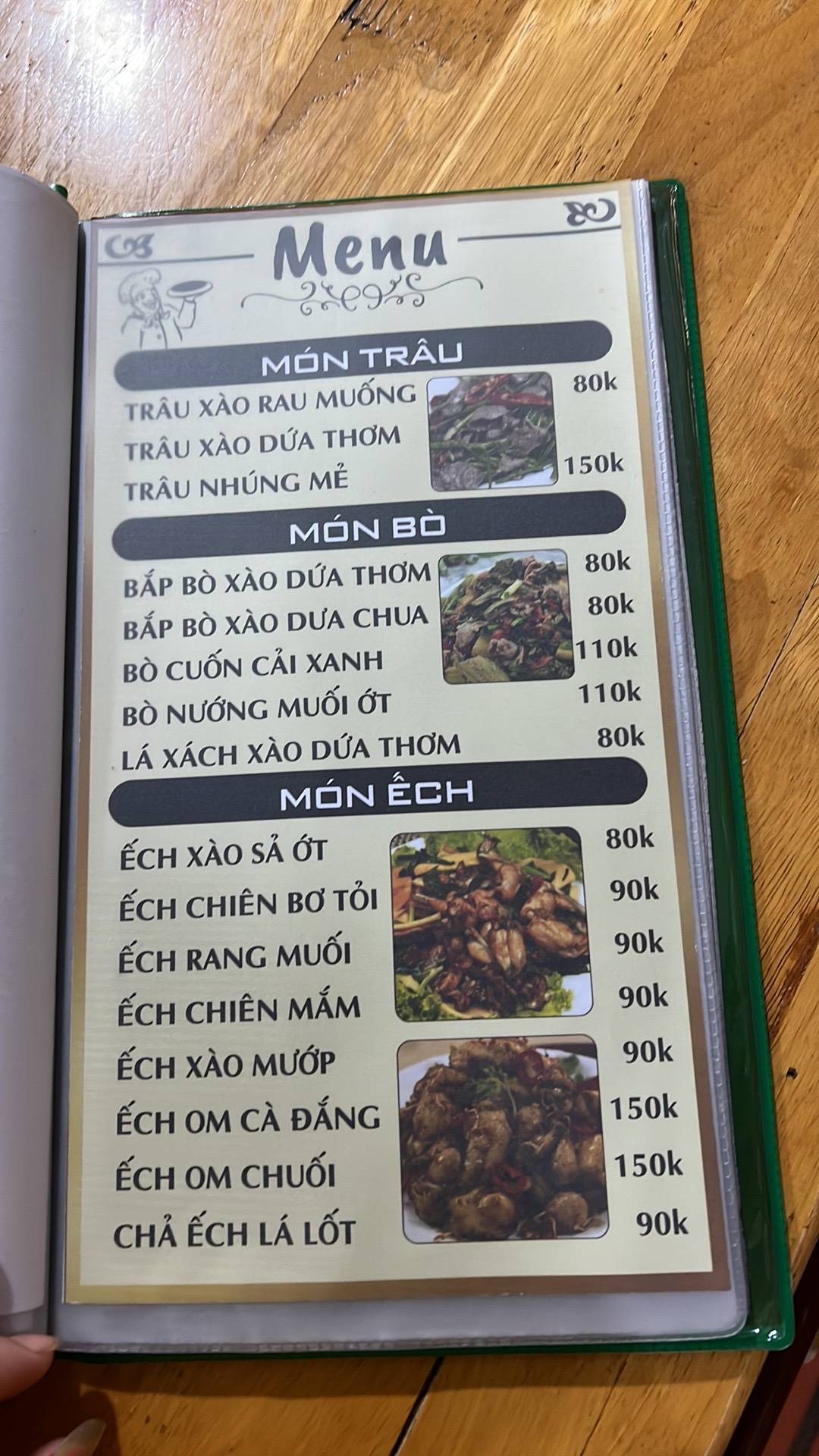 Menu at Quán Lẩu Cua Đồng 86 restaurant, Vietnam