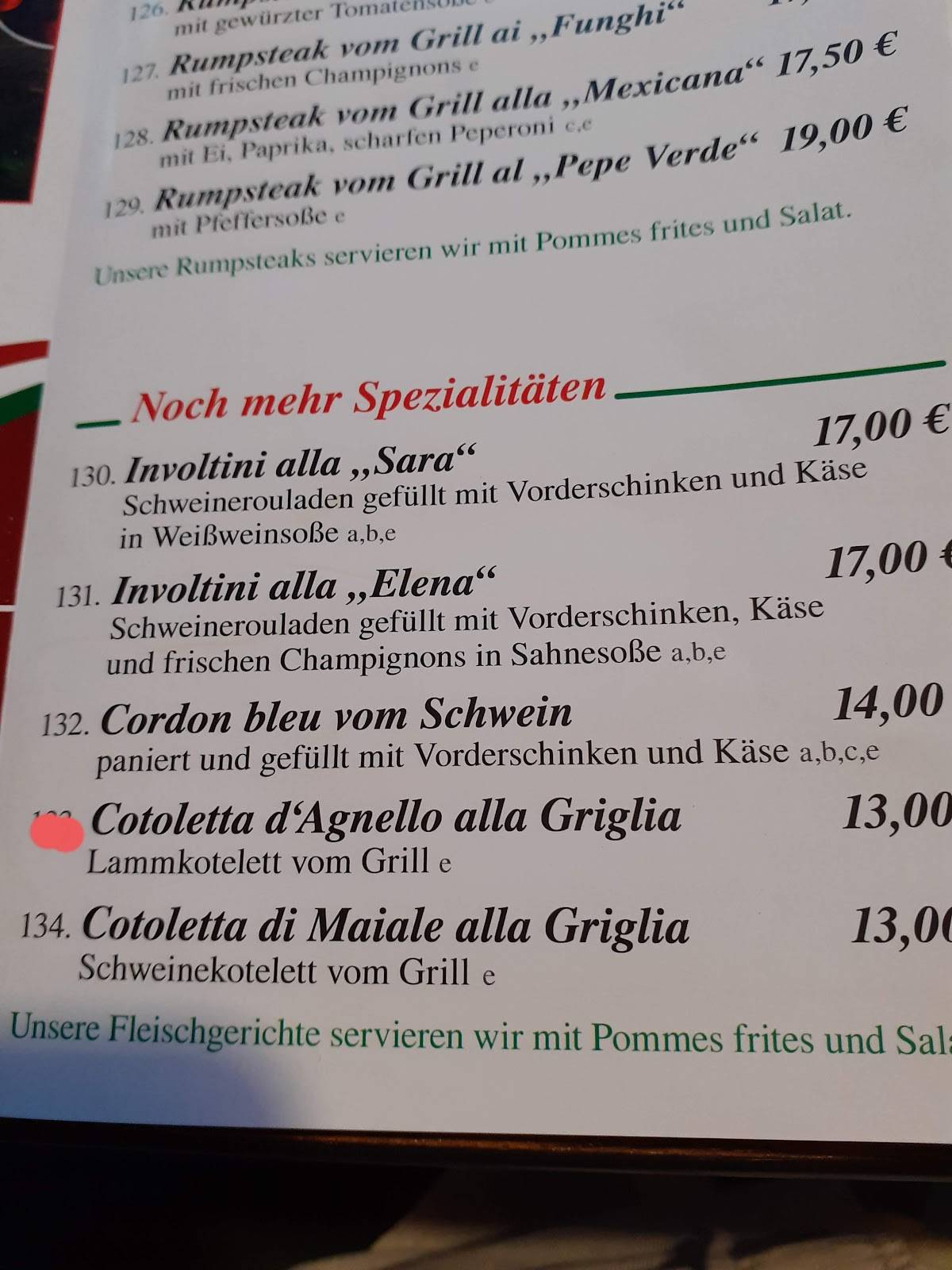Speisekarte von Quattro Leoni pizza, Schotten