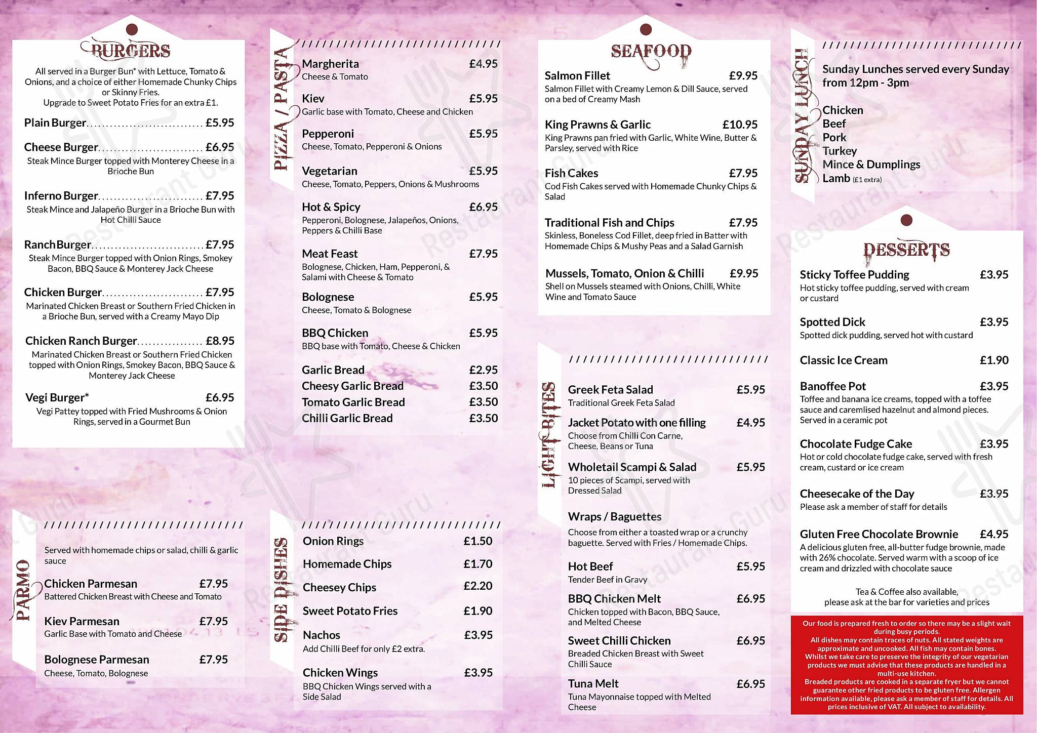 Menu at Queen Vic Hotel Sunderland pub & bar, Sunderland