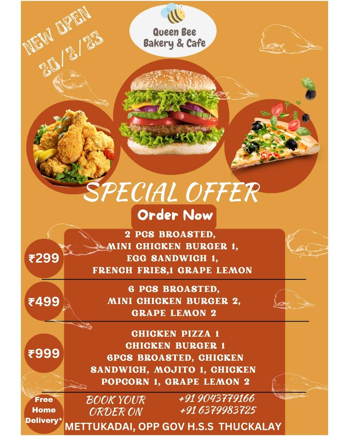 Menu at Queen bee bakery & cafe, Thuckalay