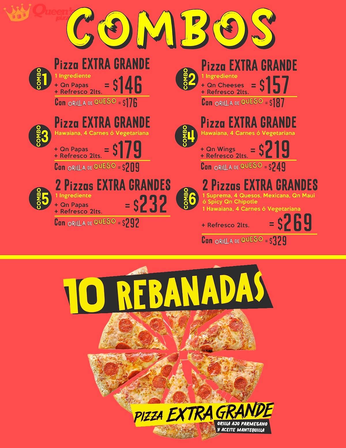 Carta del restaurante Queen's Pizza San Blas, García