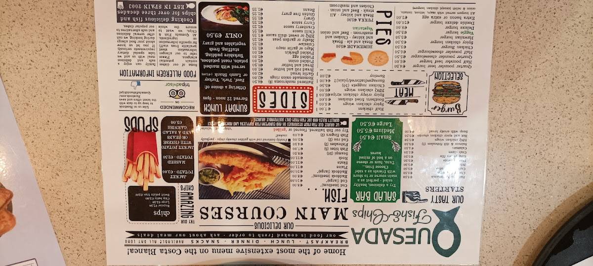 Menu at Quesada Fish and Chips restaurant, Quesada