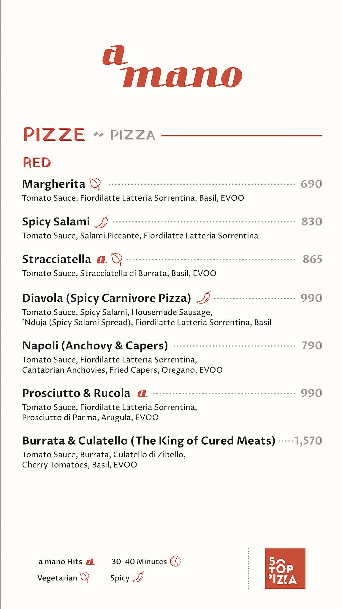 Menu at a mano Araneta City (Quezon City) restaurant, Quezon City