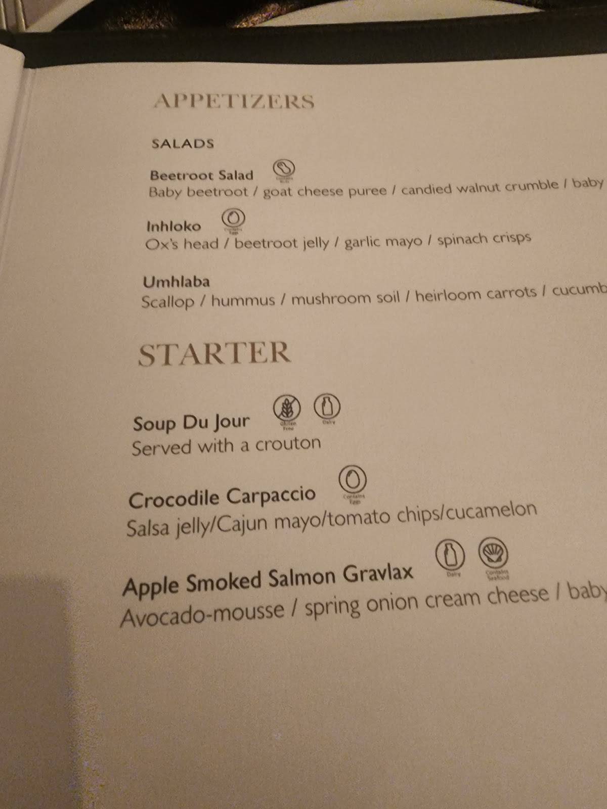 Menu at Quills Restaurant, Kempton Park, O.R. Tambo International Airport