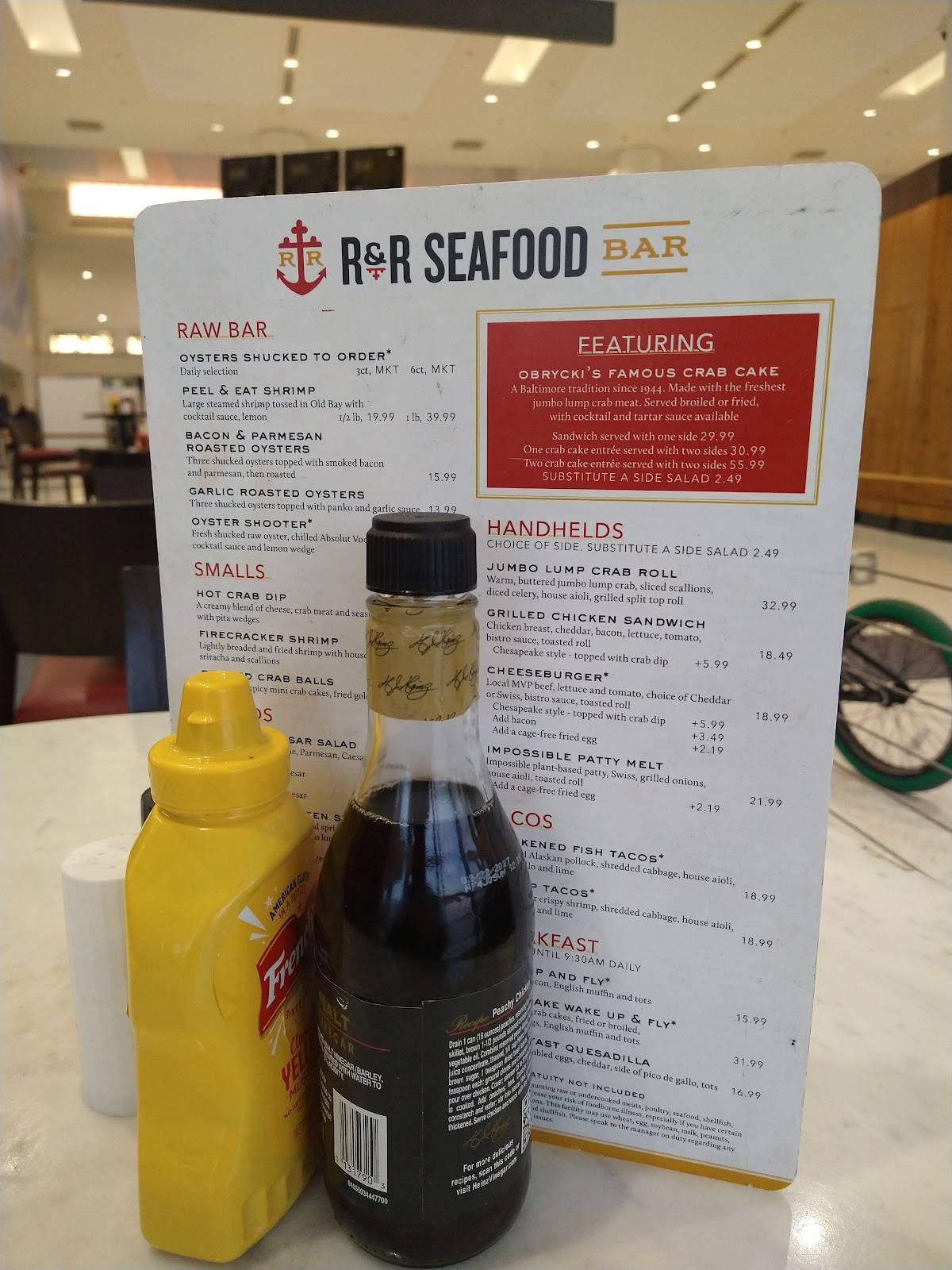 Menu at R&R Seafood Bar D/E Connector, Baltimore, Friendship Rd