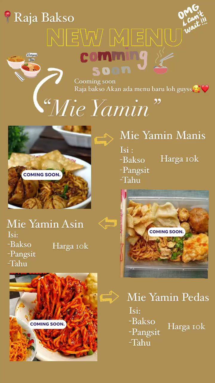 Menu at RAJA BAKSO UNEN X-CICALENGKA restaurant, Indonesia