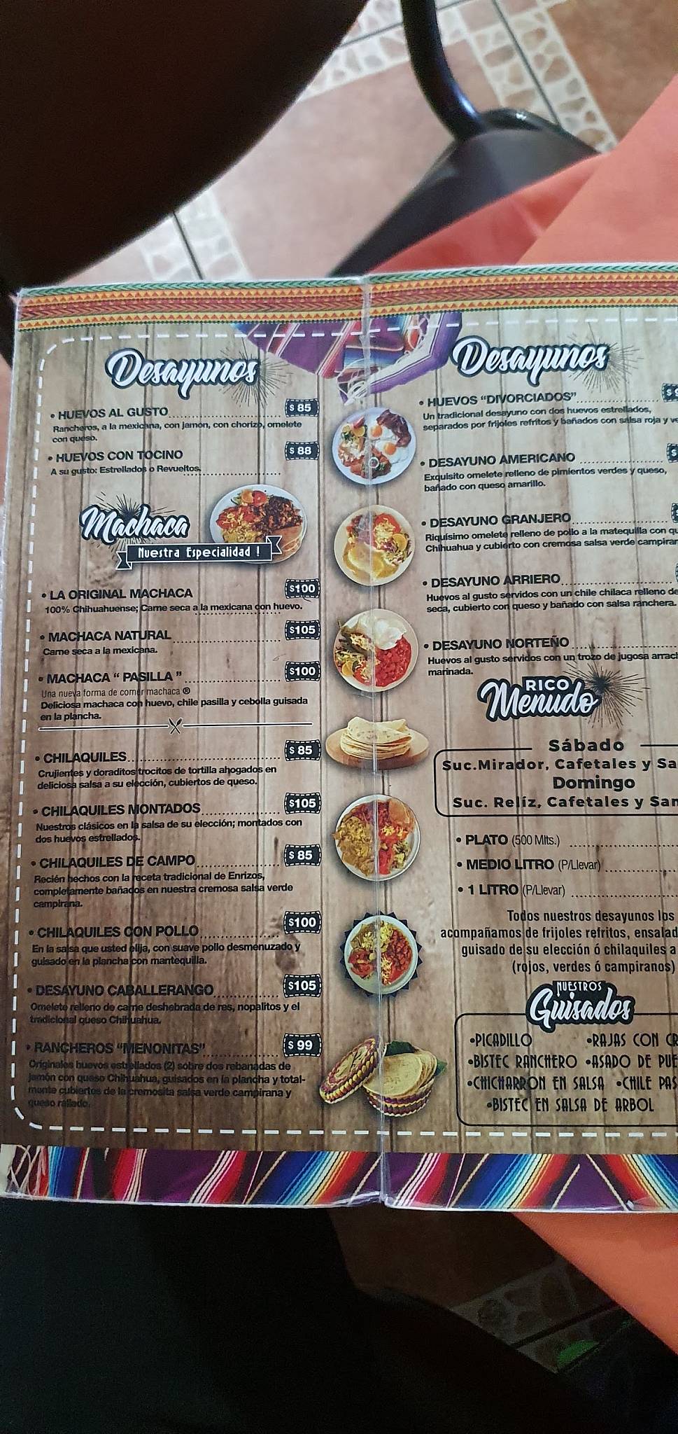 Carta de RESTAURANTE ENRIZOS, Chihuahua, Altamirano 3500