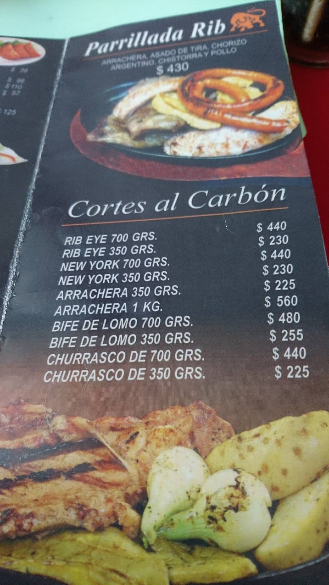 Menu at RIB EYE STEAK pub & bar, Mexico City, Av. Pdte. Plutarco Elías ...