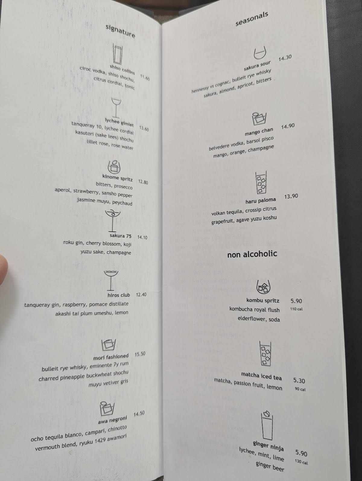 Menu at ROKA Mayfair restaurant, London