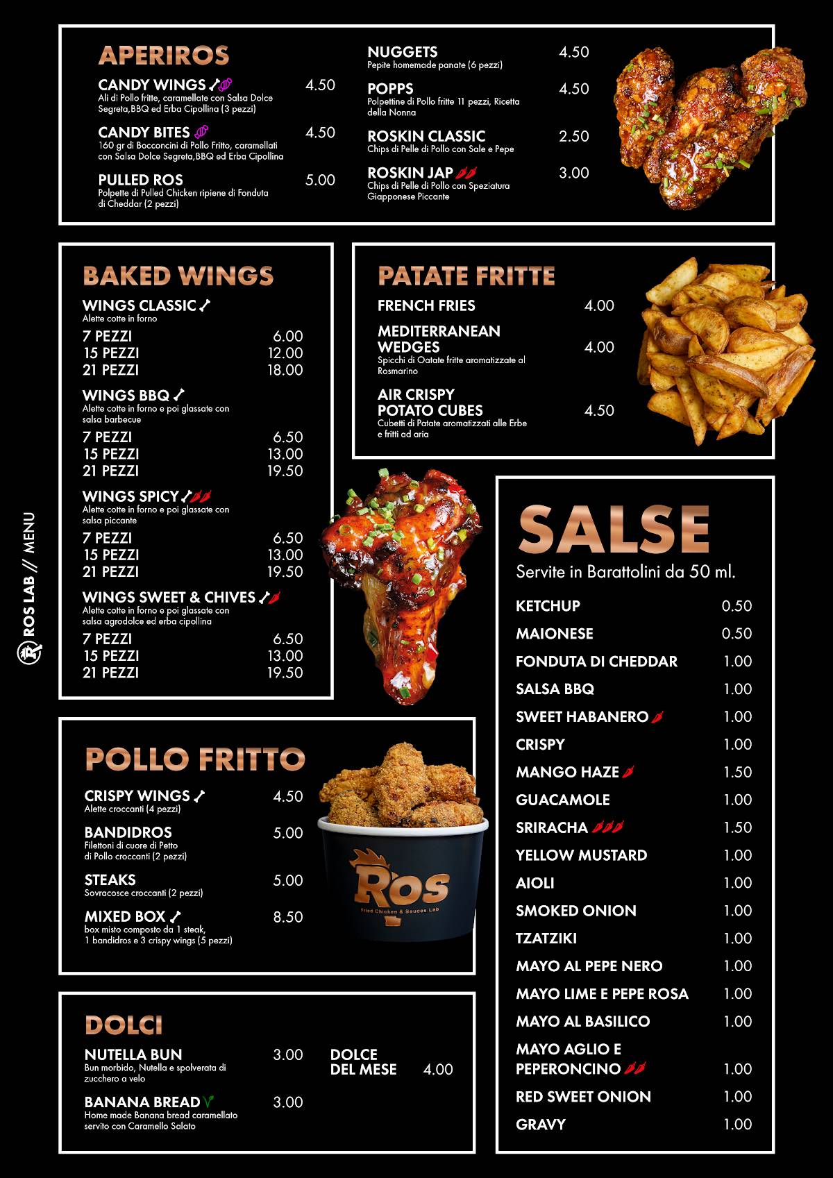 Menu da ROS lab ristorante, Napoli