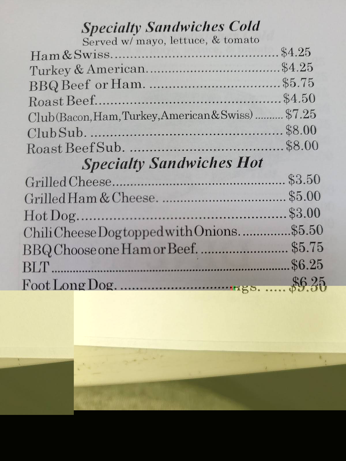 Menu at RW'S Hamburger House restaurant, Palmer, E Palmer-Wasilla Hwy