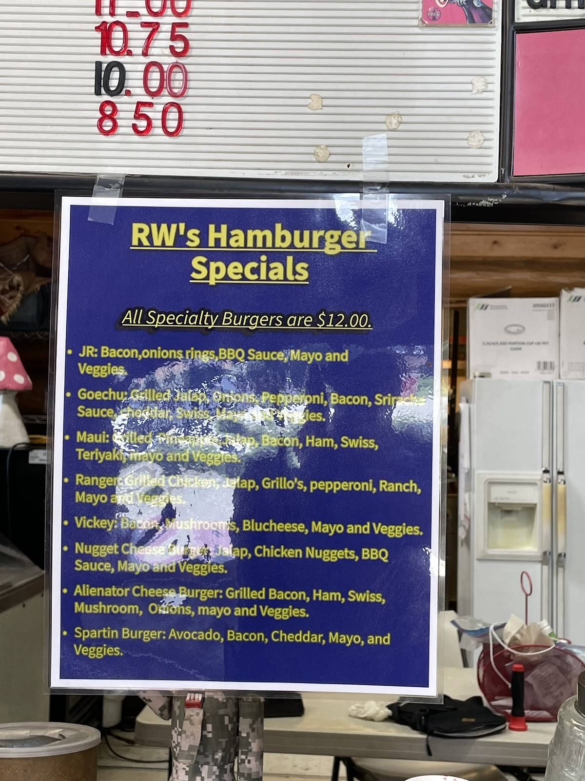 Menu at RW'S Hamburger House restaurant, Palmer, E Palmer-Wasilla Hwy