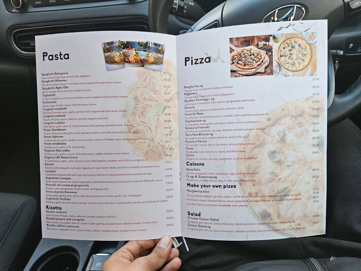 Menu at Raffaello restaurant, Brighton