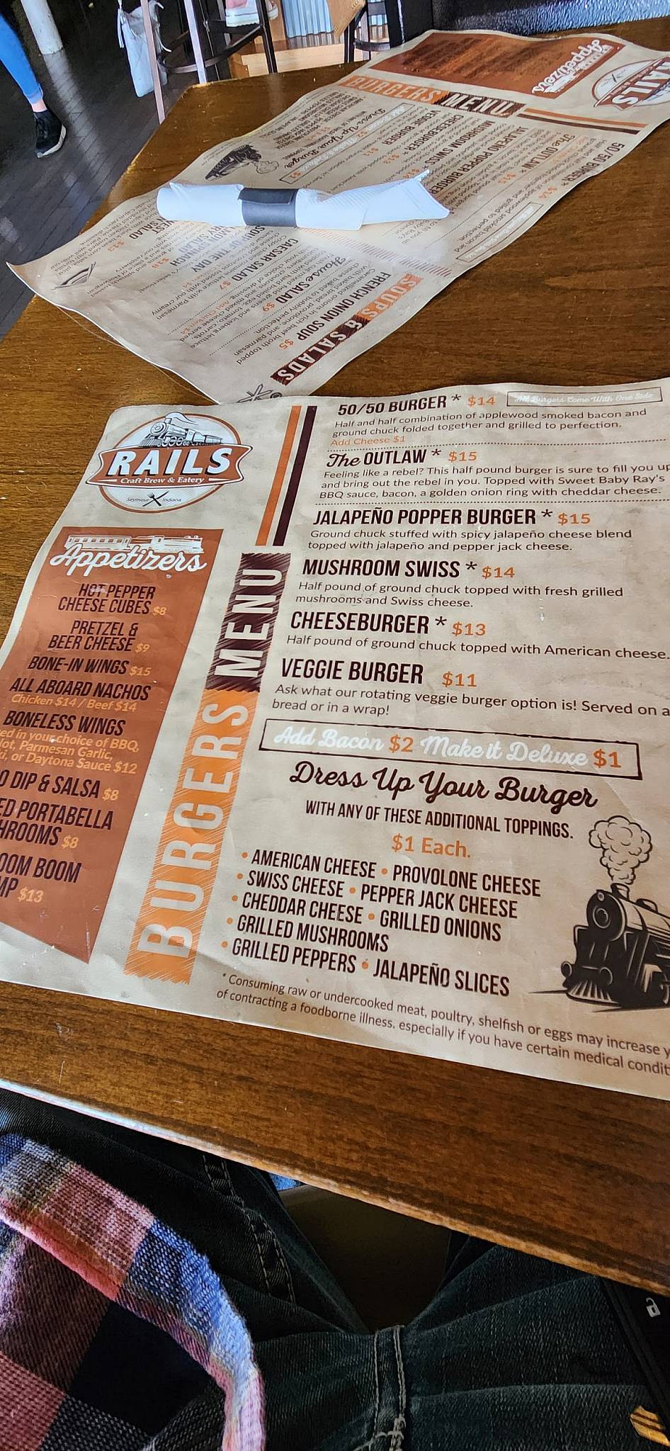 Menu at Rails Craft Brew & Eatery pub & bar, Seymour